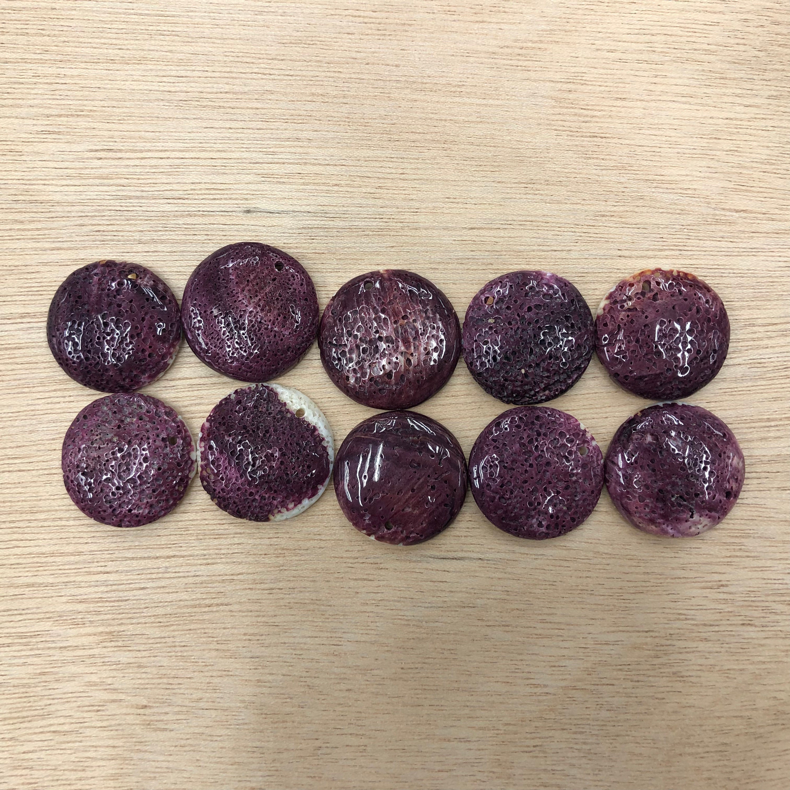 Purple Spiny Oyster Shell Round Pendant large/medium 5pcs - Etsy