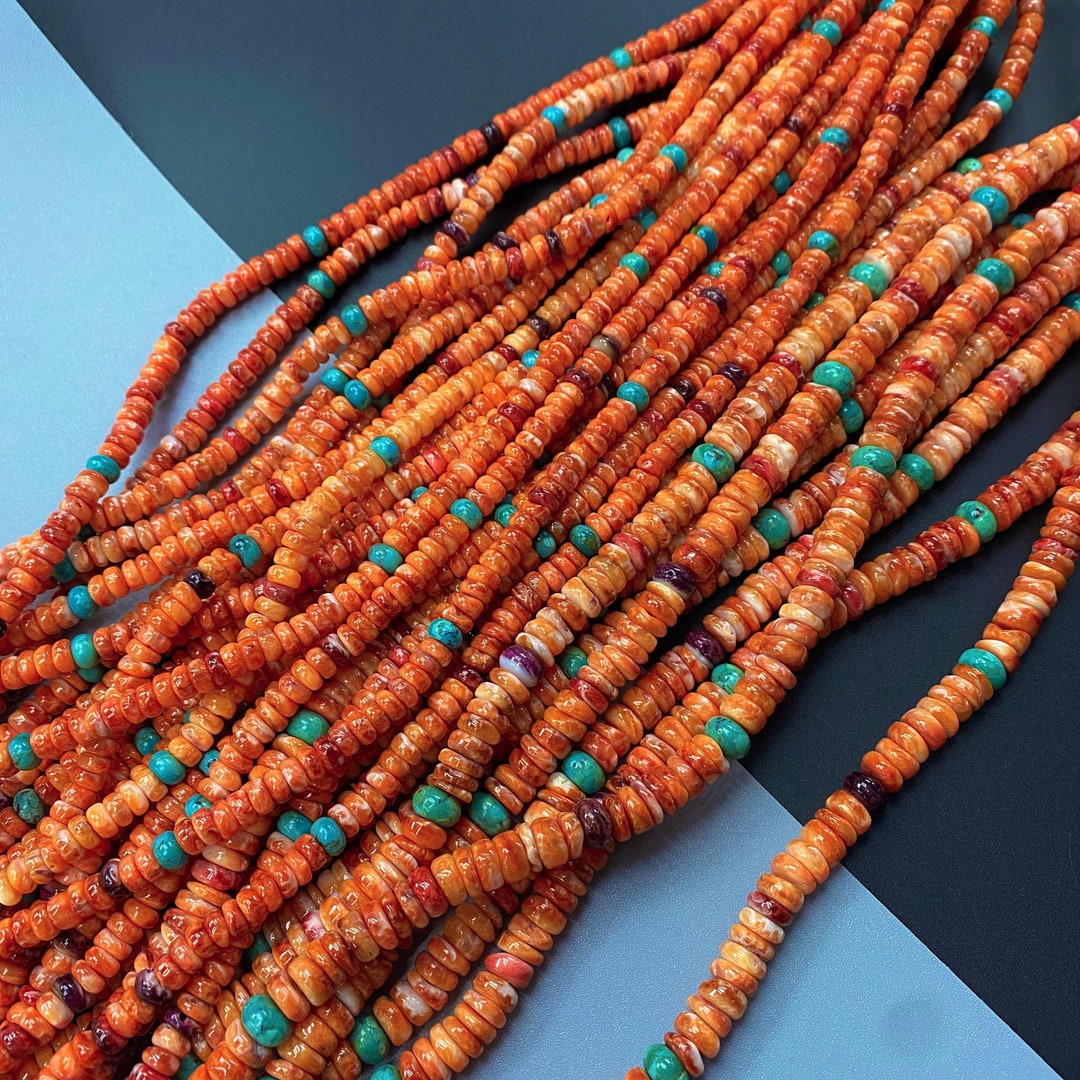 Natural Mixed Color Spiny Oyster Shell Turquoise Rondelle - Etsy