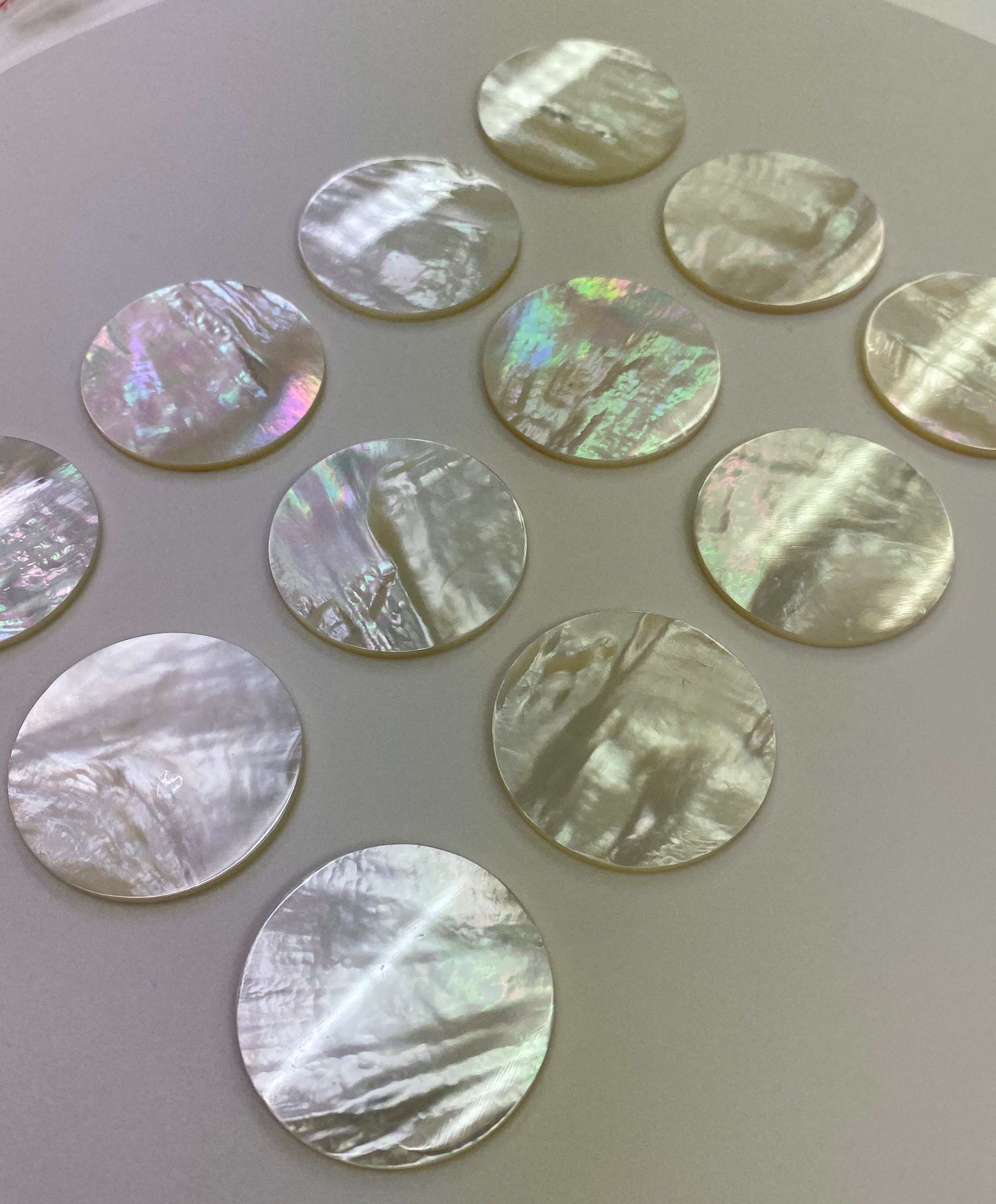 Natural White Mother of Pearl Shell Round Flat Loose Piece - 14mm 16mm ...