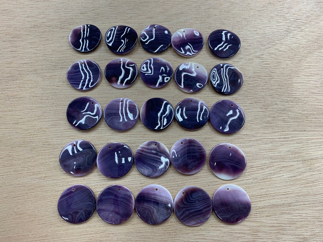 Top Quality Wampum Quahog Shell Purple Round 30mm Loose Piece - Etsy