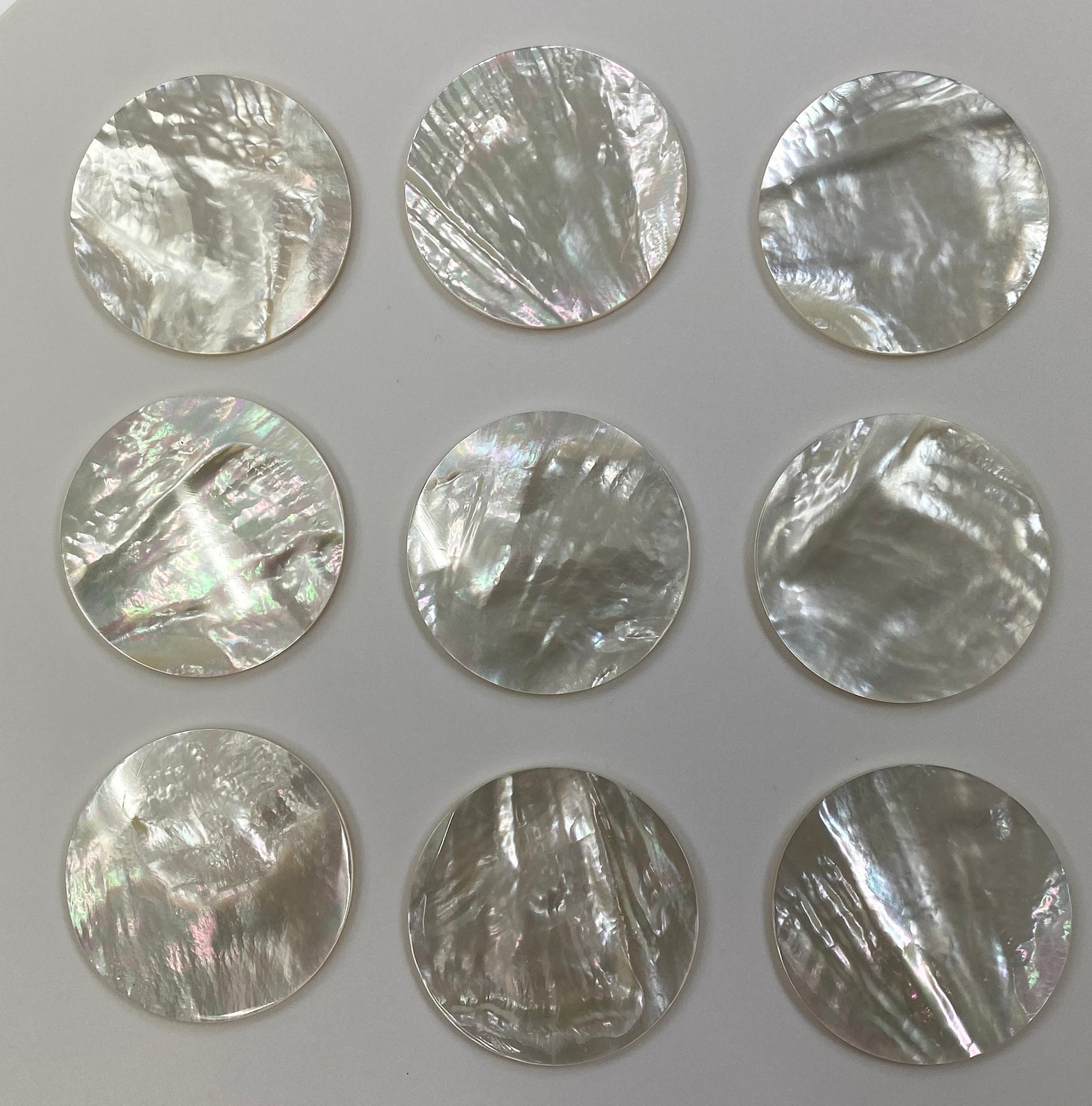 Natural White Mother of Pearl Shell Round Flat Loose Piece - 14mm 16mm ...