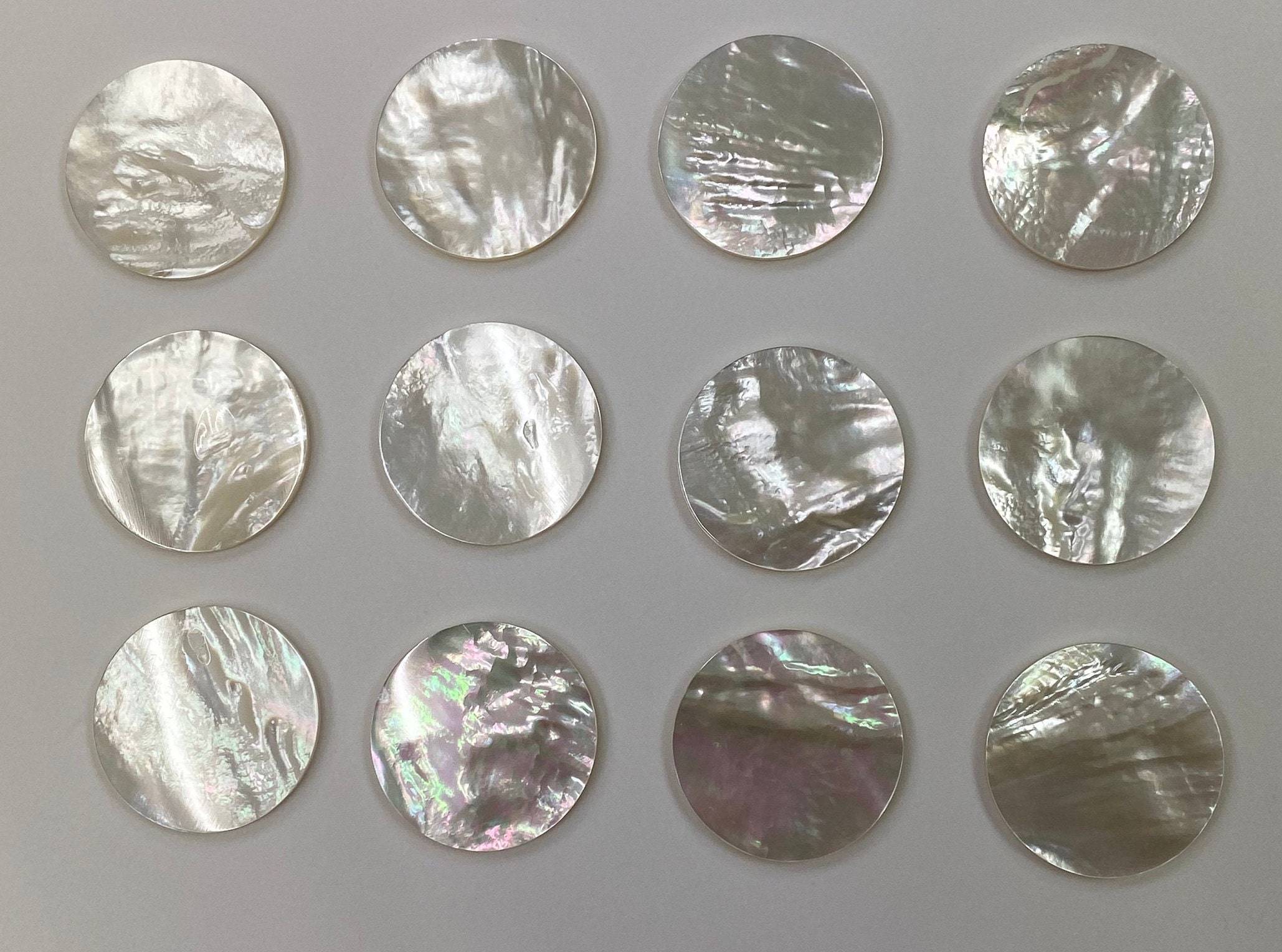 Natural White Mother of Pearl Shell Round Flat Loose Piece - 14mm 16mm ...