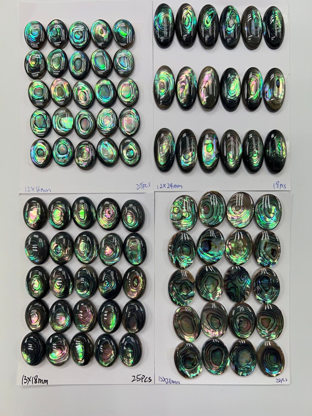 High Quality Abalone Shell Oval Cab 12x16mm, 12x24mm, 13x18mm, 15x20mm ...