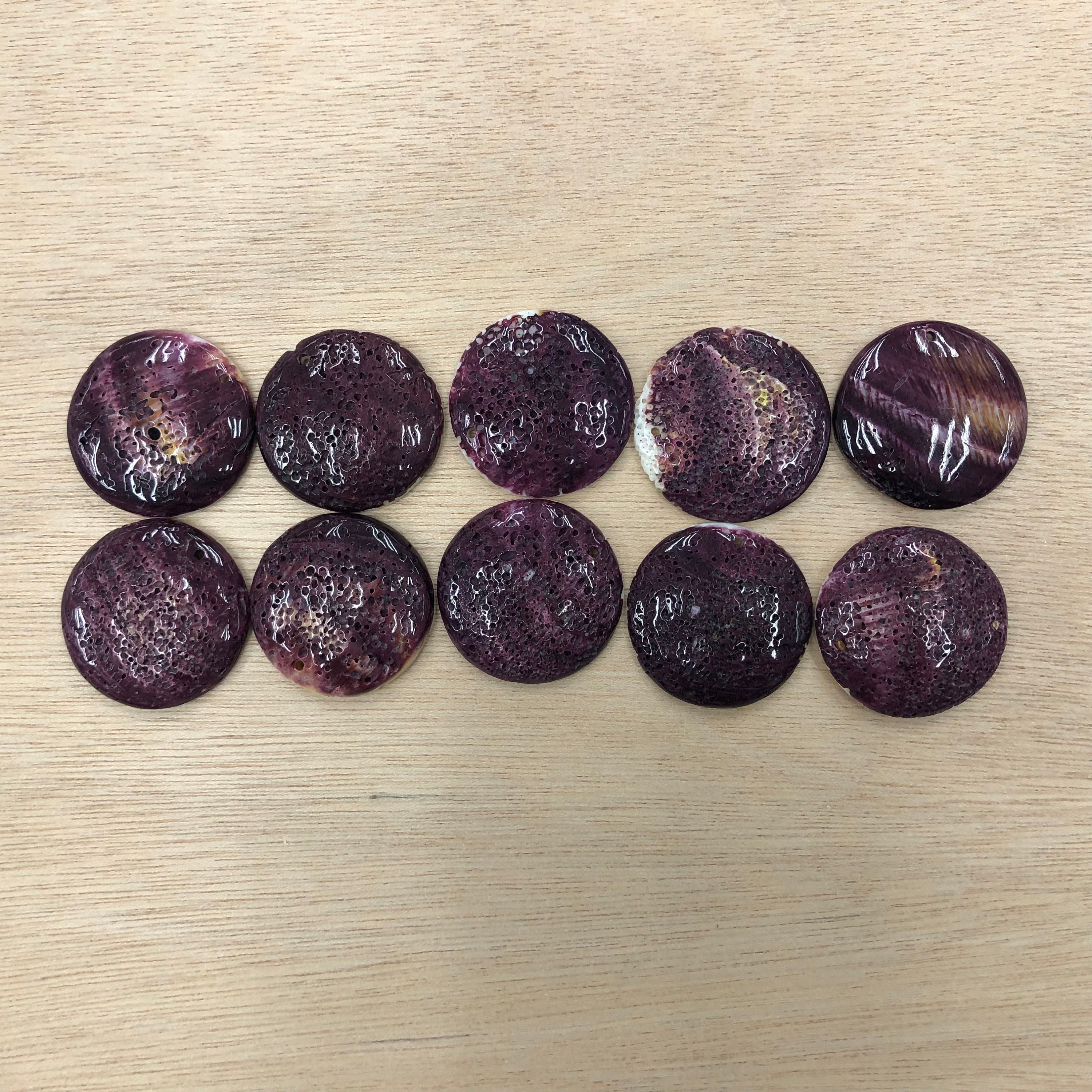 Purple Spiny Oyster Shell Round Pendant large/medium 5pcs - Etsy