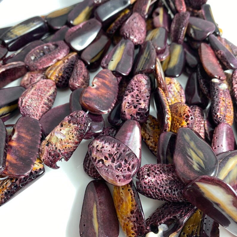 Spiny Oyster Shell Nugget Strand Purple Color | Etsy