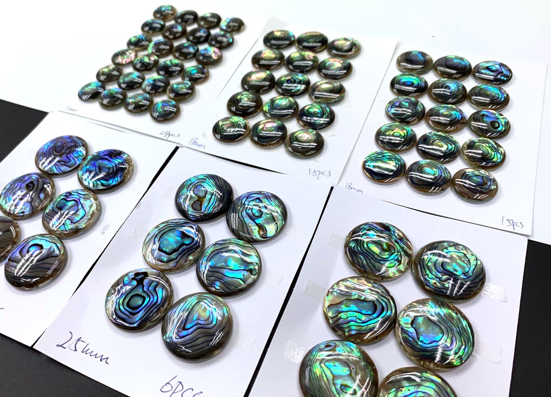 Natural Abalone Shell Round Cab 6mm 8mm 10mm 12mm 15mm 18mm 25mm 30mm ...