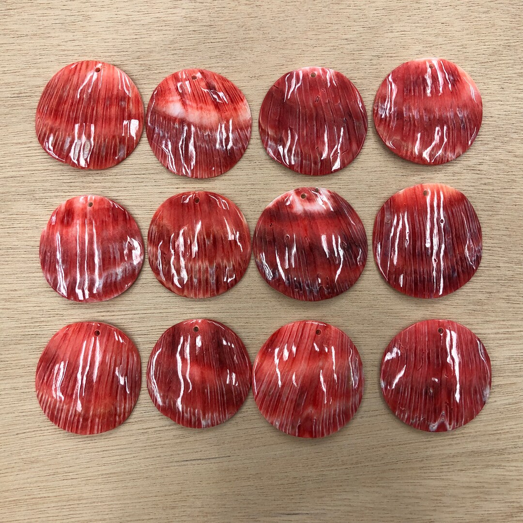 10pcs Red Spiny Oyster Shell Round Pendant large/medium - Etsy
