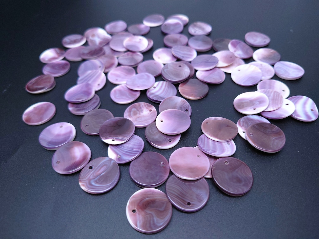 Natural Quality Wampum Quahog Shell Purple Round Loose Piece- 20mm/25mm ...