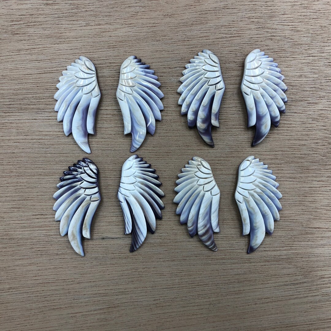 2pcs Natural Wampum Quahog Shell Loose Piece Feather 24x53mm - Etsy