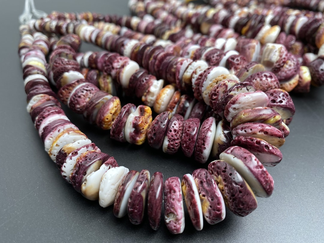 Purple Spiny Oyster Shell Graduated Disc 8mm-20mm (wholesale 50/100str ...