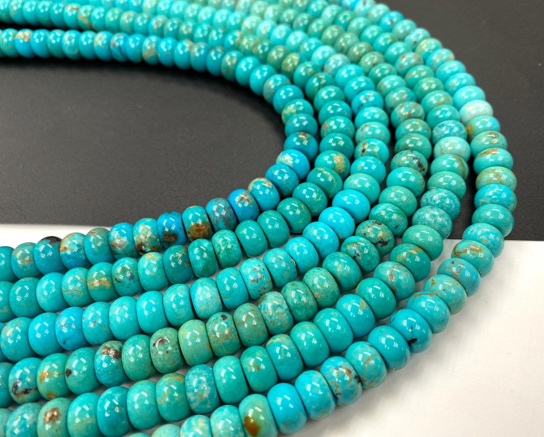Natural Turquoise Rondelle Beads 16'inch - 10mm (natural/good/high/top ...
