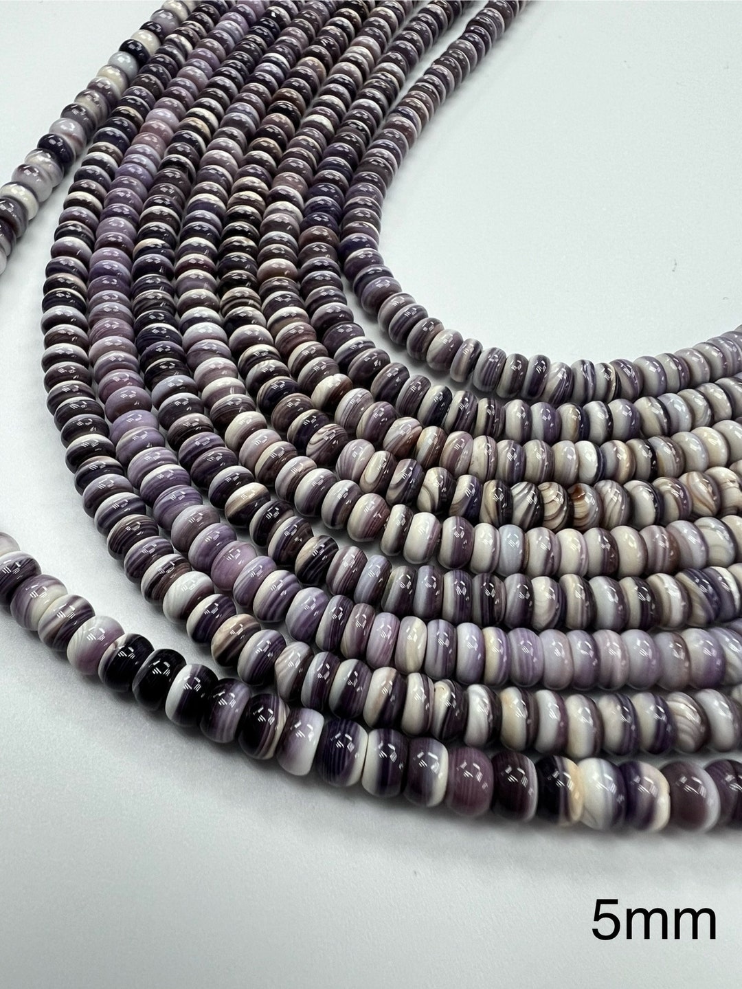 Natural Wampum Quahog Shell Roundelle Bead 5mm/6mm/8mm/10mm 16 Inches ...