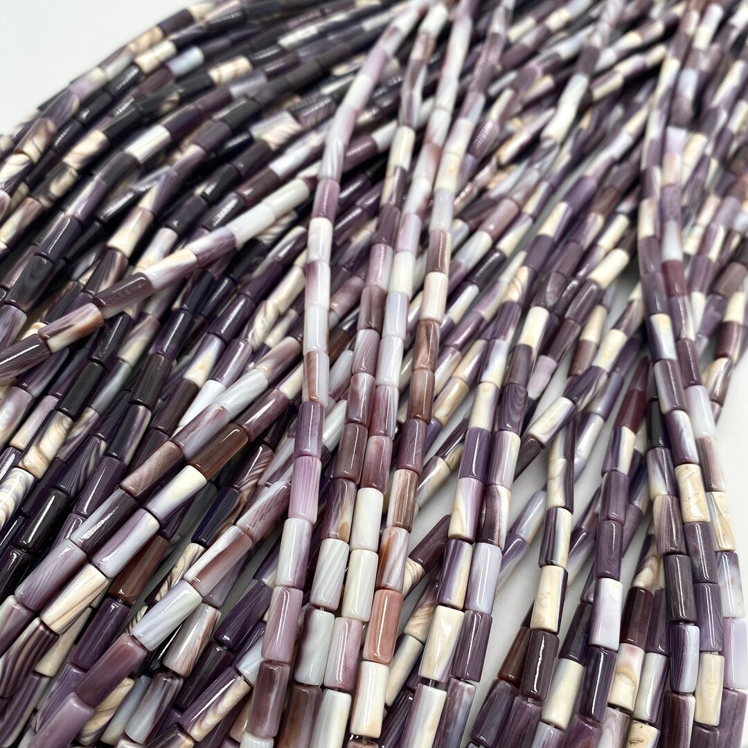 Natural Wampum Quahog Shell Tube Strand 16inches 4x9mm wholesale 100str ...
