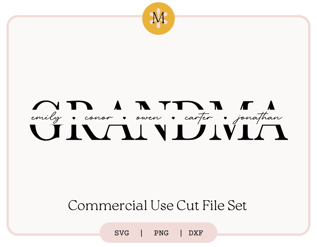 Personalized GRANDMA Cutout SVG Customizable Motherhood Nana Life ...