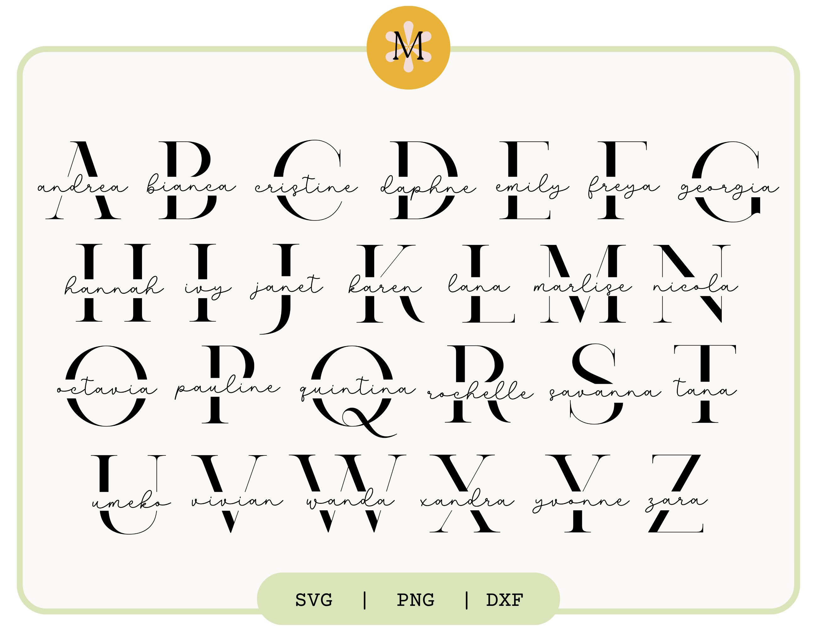 Personalized INITIAL Cutout SVG Customizable Name Letter Monogram ...