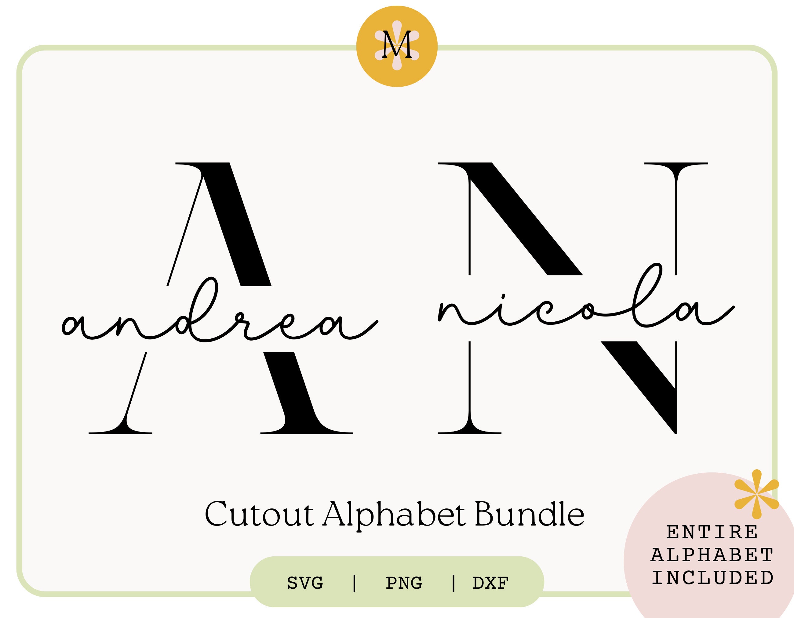 Personalized INITIAL Cutout SVG Customizable Name Letter Monogram ...