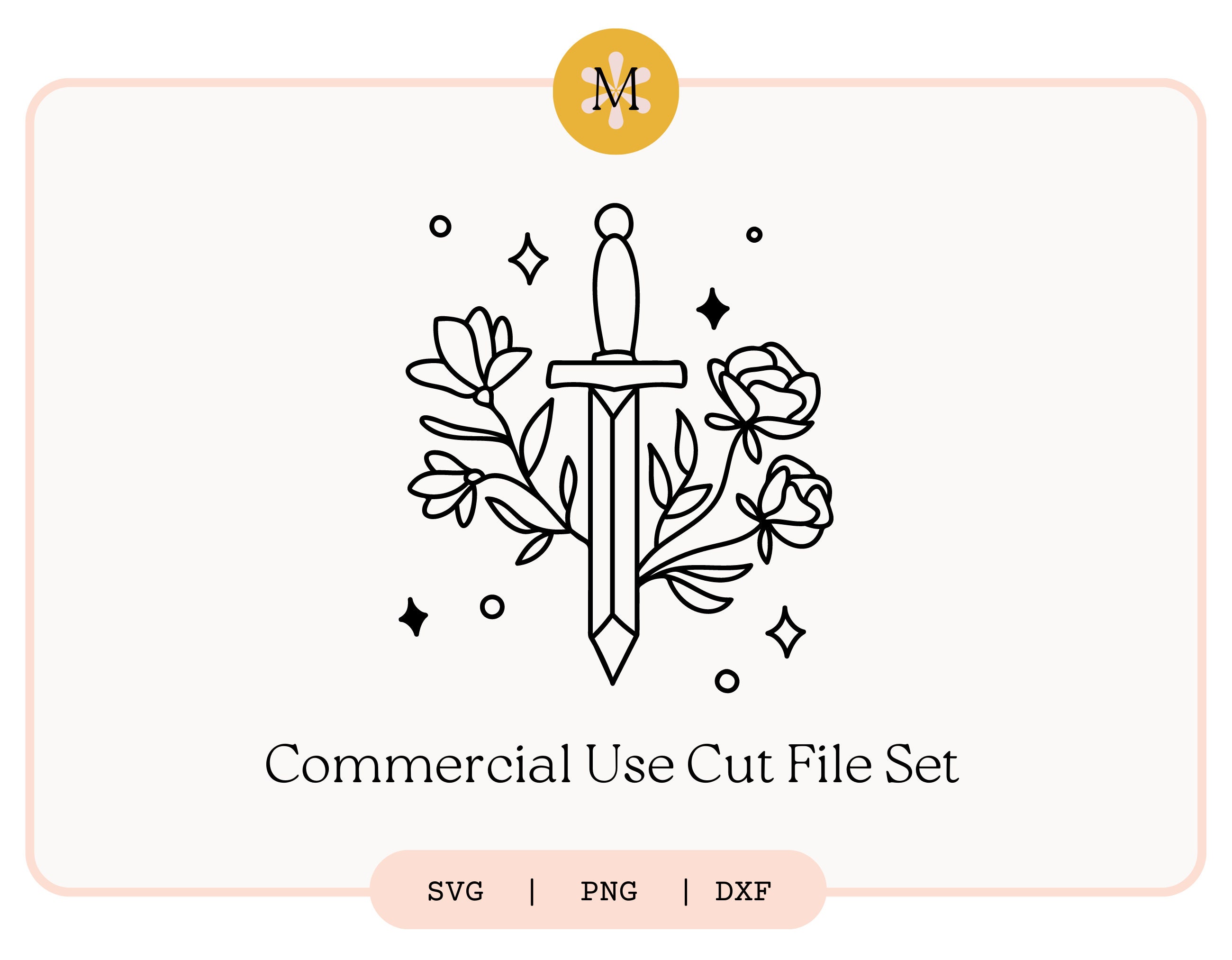 Celestial Floral Dagger SVG Magical Feminine Cut File for Cricut ...