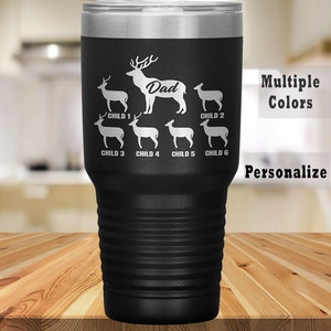 Dad Deer Tumbler, Father Personalized Gift Travel Mug for Hunting Lover ...