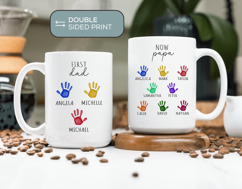 Grandpa Mug Personalized Father's Day Gift Papa Handprint Cup With ...