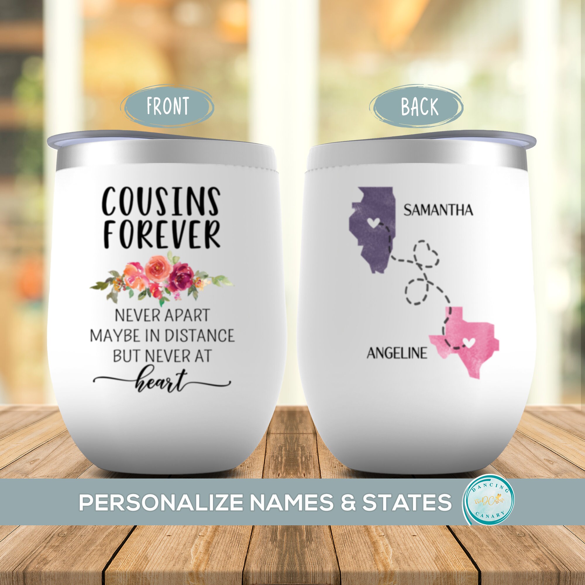 Personalized Long Distance Cousin Gifts, Cousins Forever State to State ...