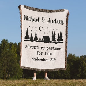 Personalized Couple Wedding Anniversary Gift Woven Blanket Adventure ...
