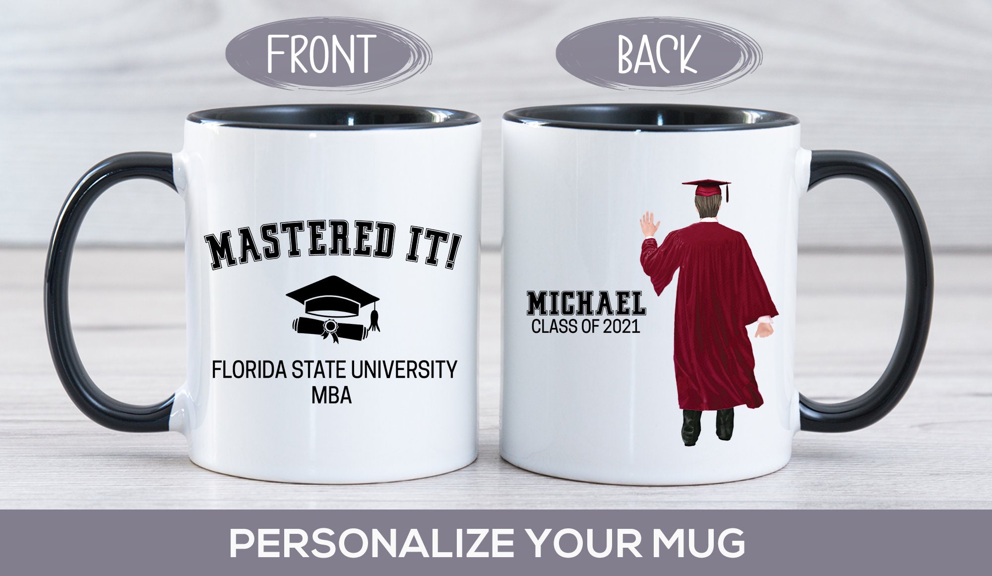 Mastered It Coffee Mug Personalized Masters Degree Graduation | Etsy