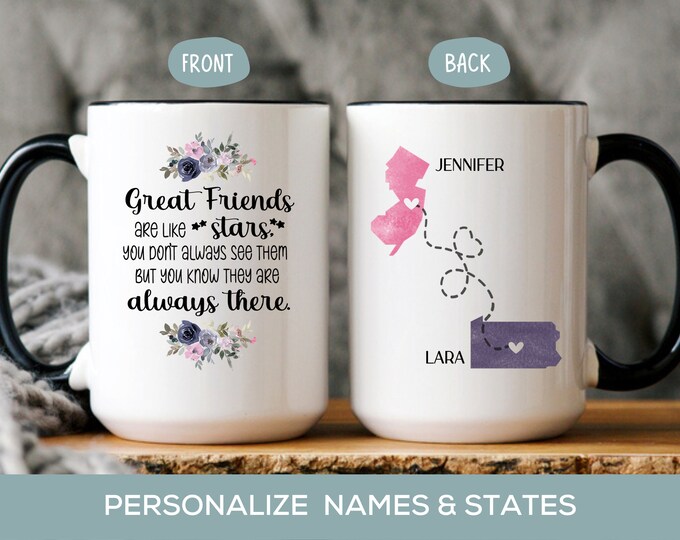 Custom Best Friends Mug, Personalized Soul Sister Cup, Bestie Coffee ...