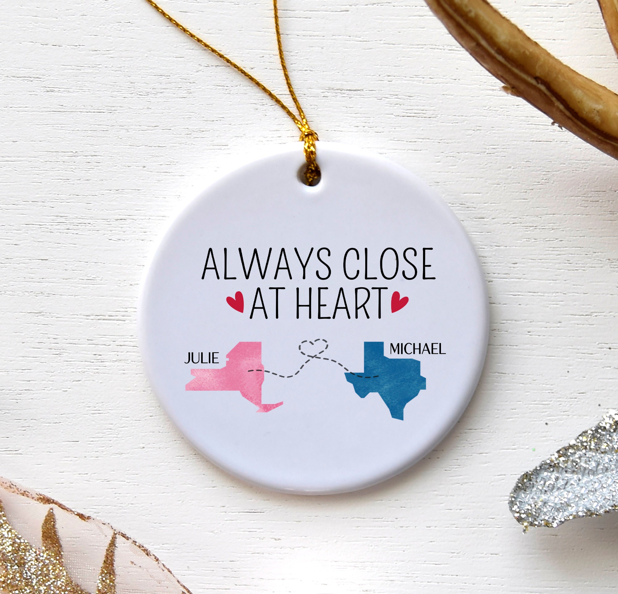 Long Distance Christmas Gift Personalized Sibling Ornament - Etsy
