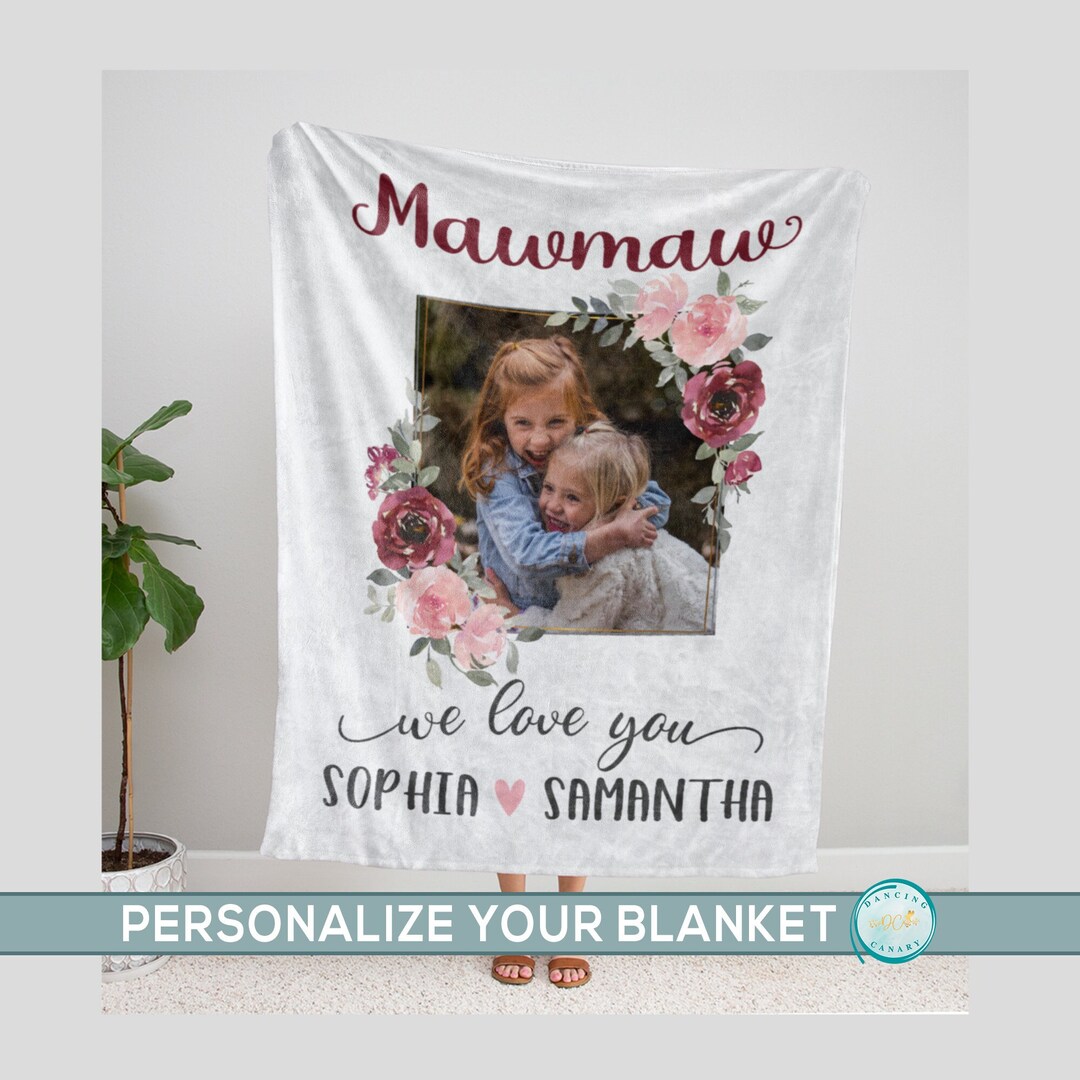 Mawmaw Blanket With Grandkids' Photo, Mamaw Birthday Gift, Grandma ...