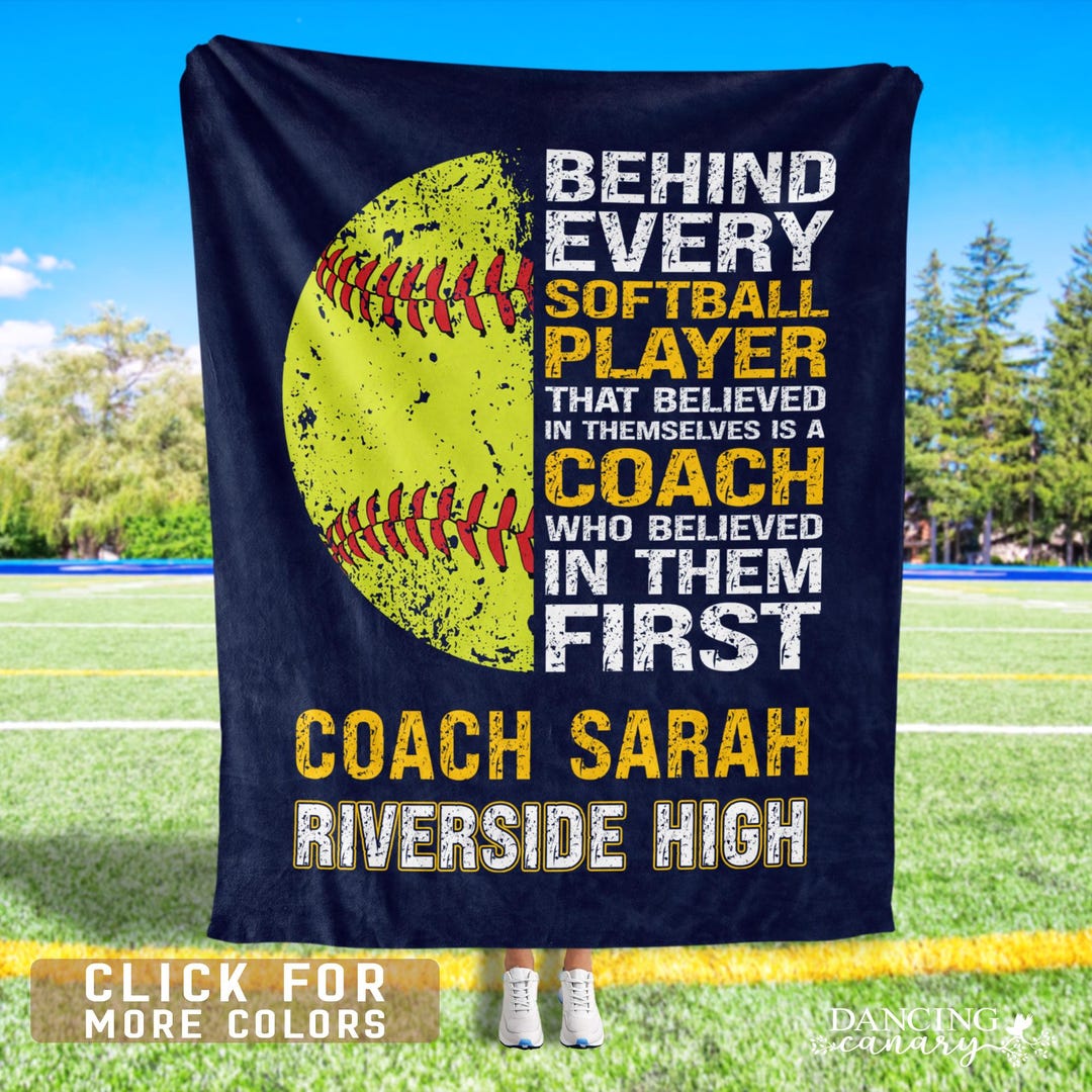 Personalized Softball Coach Blanket Softball Coach Gift Softball Team ...