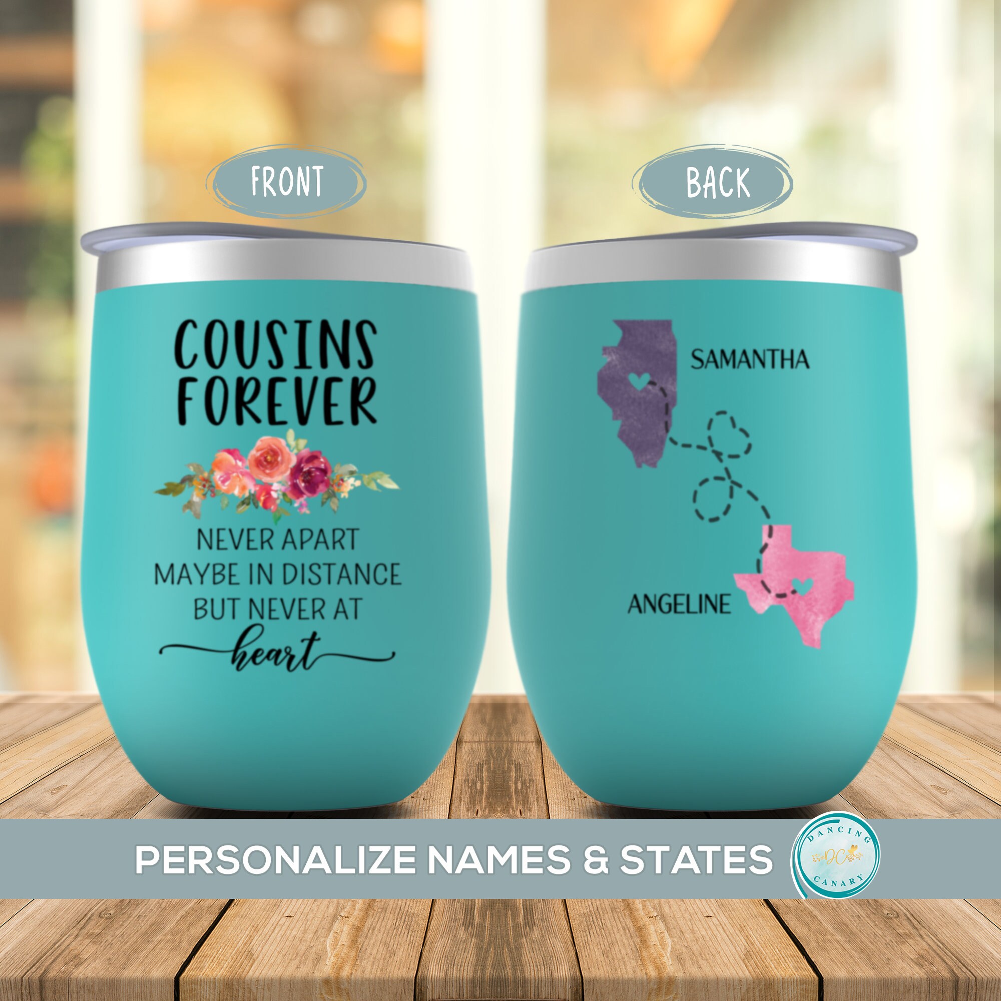 Personalized Long Distance Cousin Gifts, Cousins Forever State to State ...