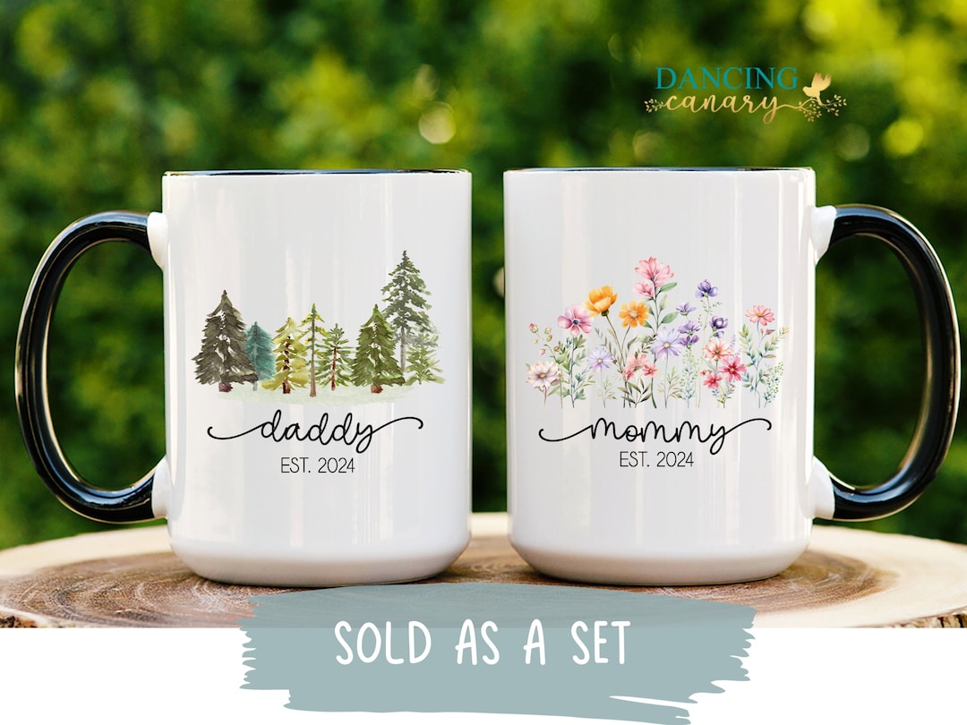 New Parents Gift First Time Mom and Dad Coffee Mug Set Est 2024 New Mom ...