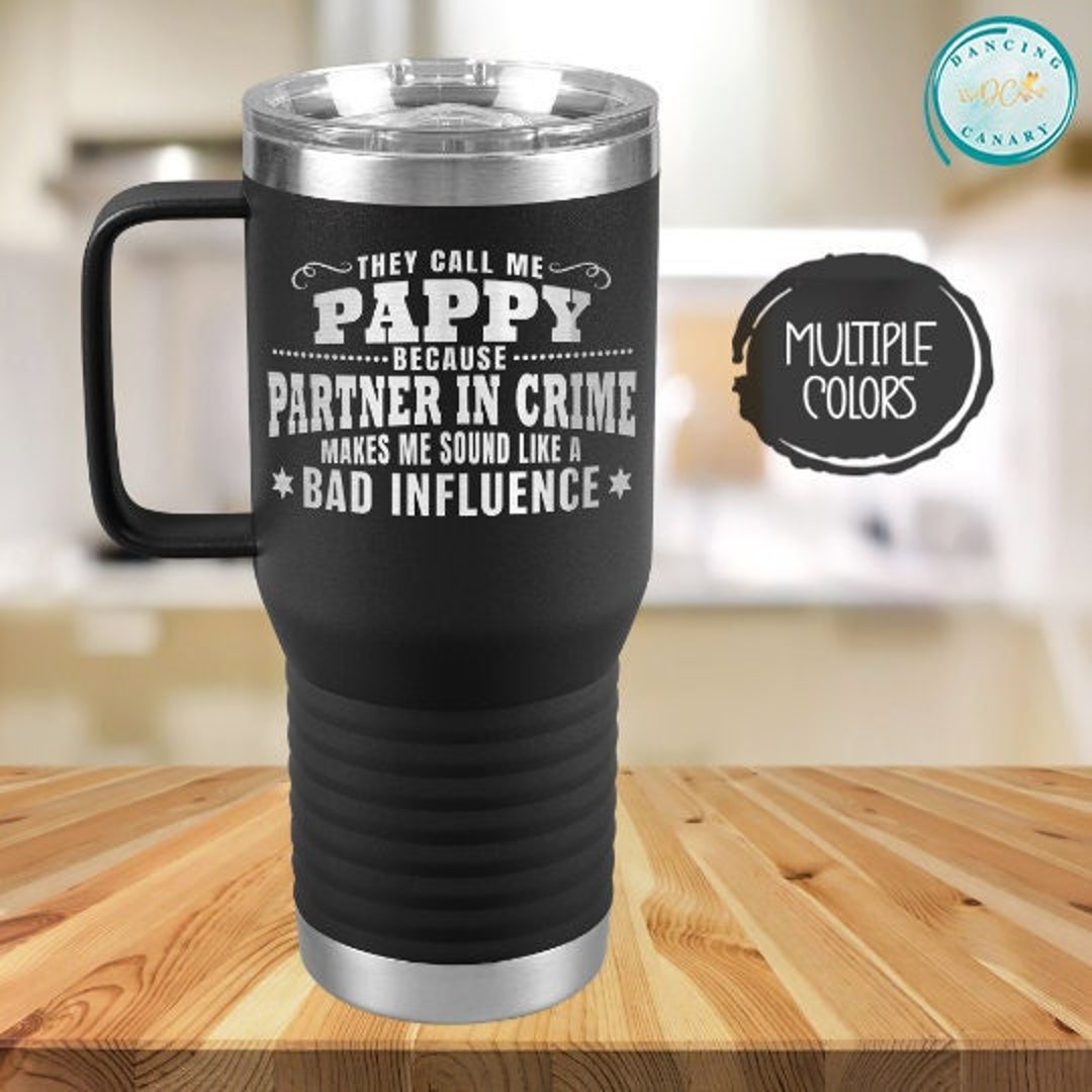 Pappy Coffee Travel Mug Tumbler, Pappy Gifts, Funny Grandpa Birthday ...