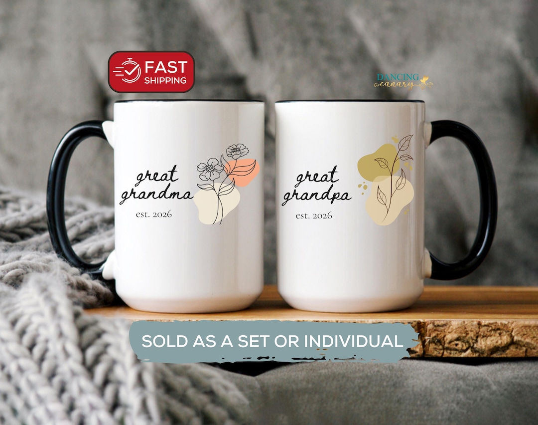New Great Grandparents Mug Set Baby Announcement Gift Great Nana Cup ...