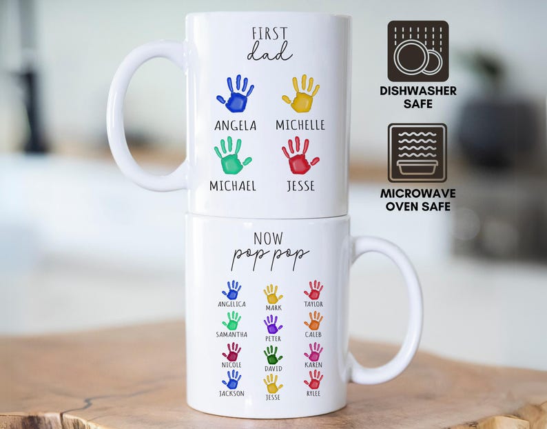 Grandpa Mug Personalized Father's Day Gift Papa Handprint Cup With ...