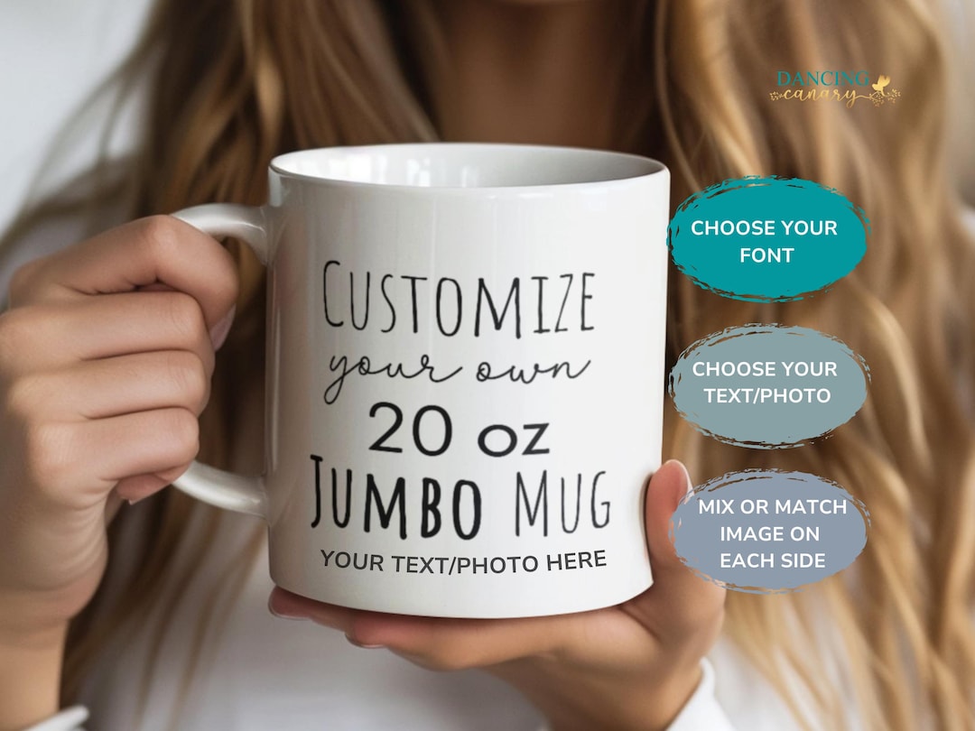 Custom Text Jumbo Mug Photo Coffee Cup Gift Personalized Mom Dad ...