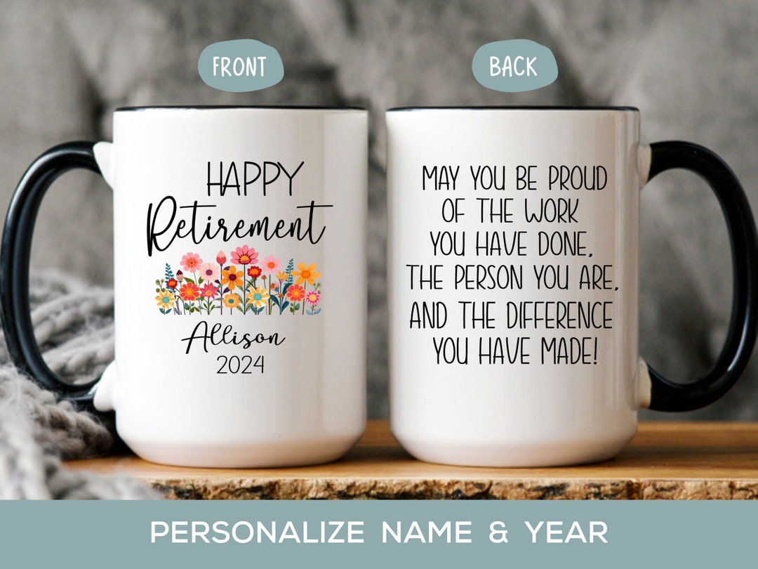 Happy Retirement Mug for Her Personalized Coworker Boss Farewell Gift ...