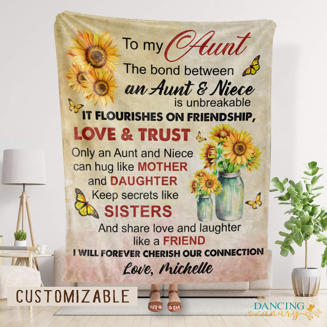 Personalized Aunt Gift From Niece to My Aunt Blanket Auntie Christmas ...