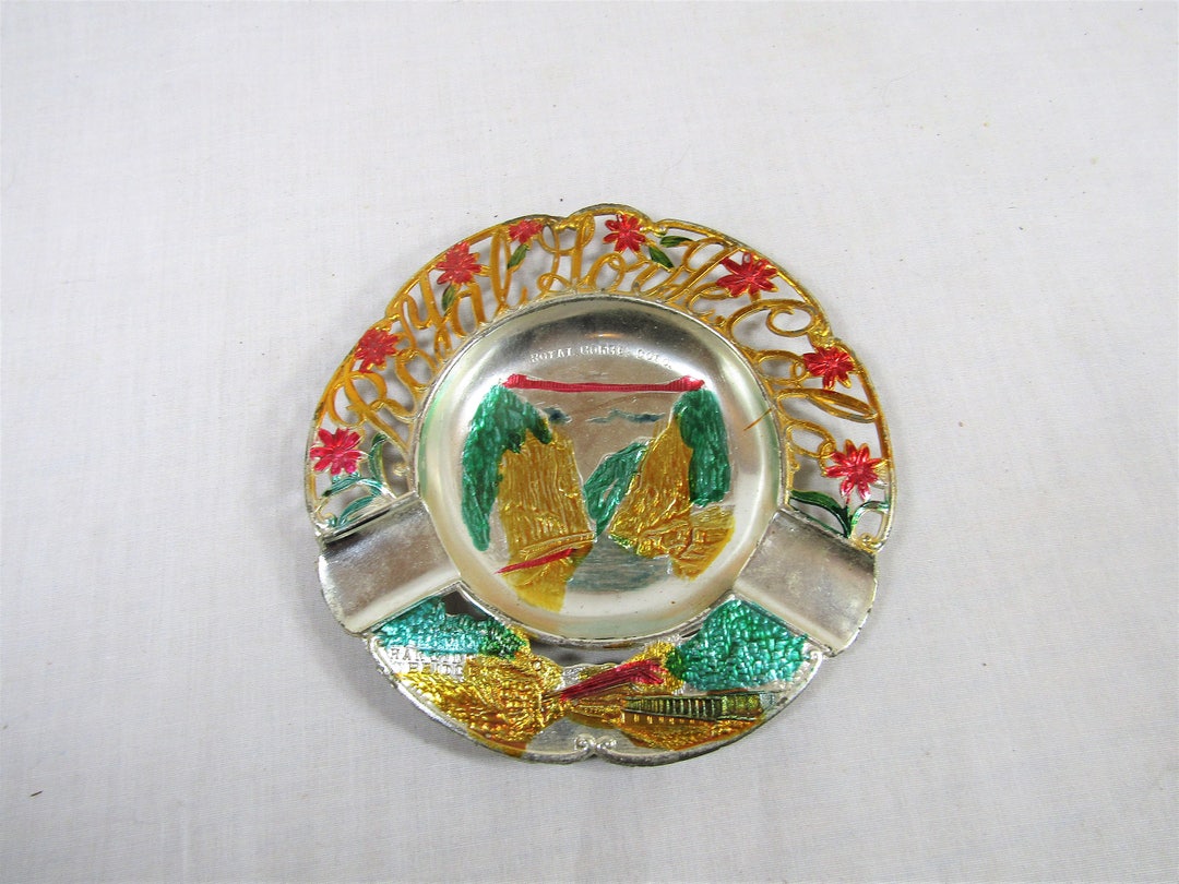 Vintage Royal Gorge Colorado Colored Metal Ashtray Trinket Dish Vintage