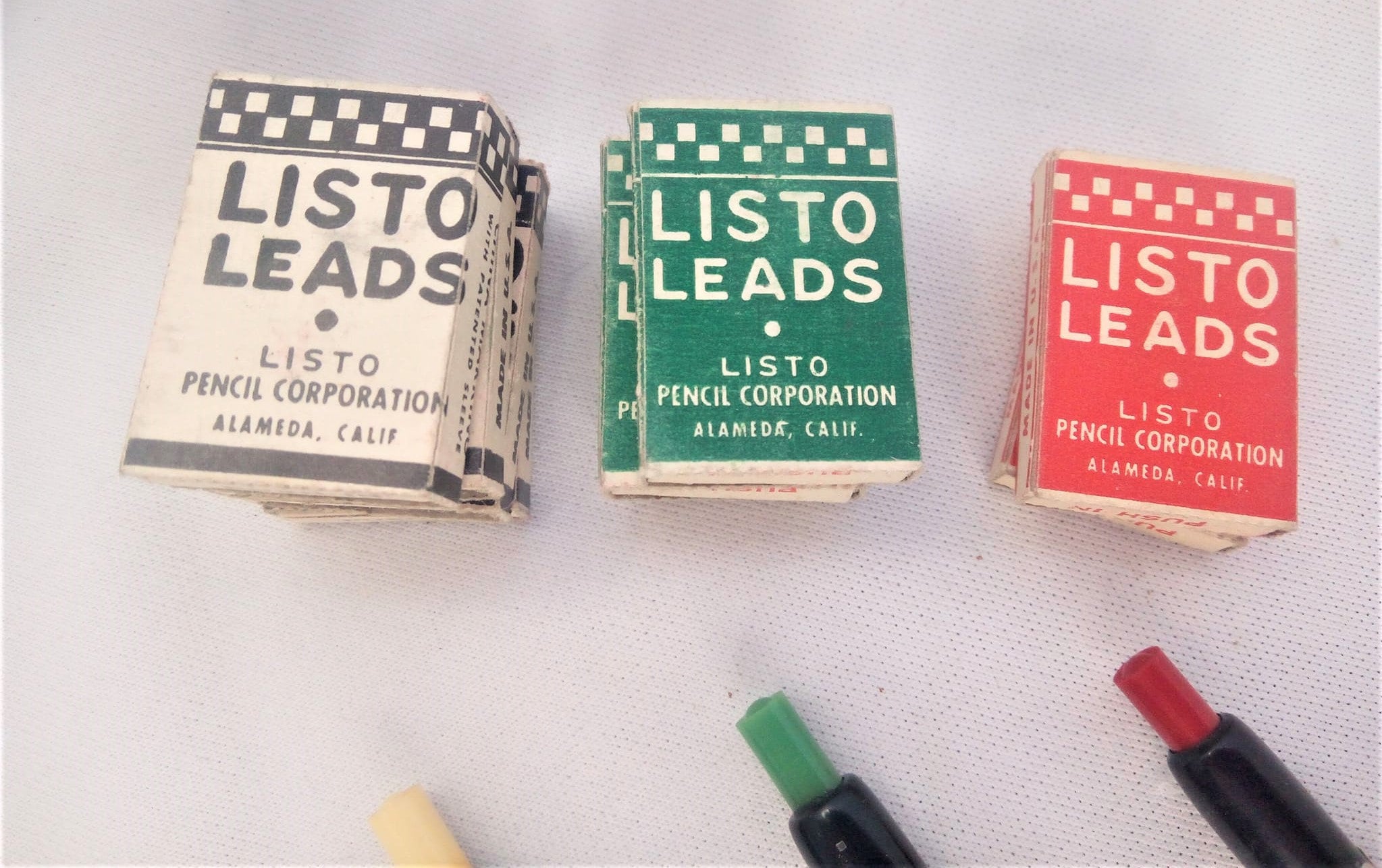 Vintage 3 Listo Marking Pencils No,. 1620 With Leads 9 Boxes Red, Green ...