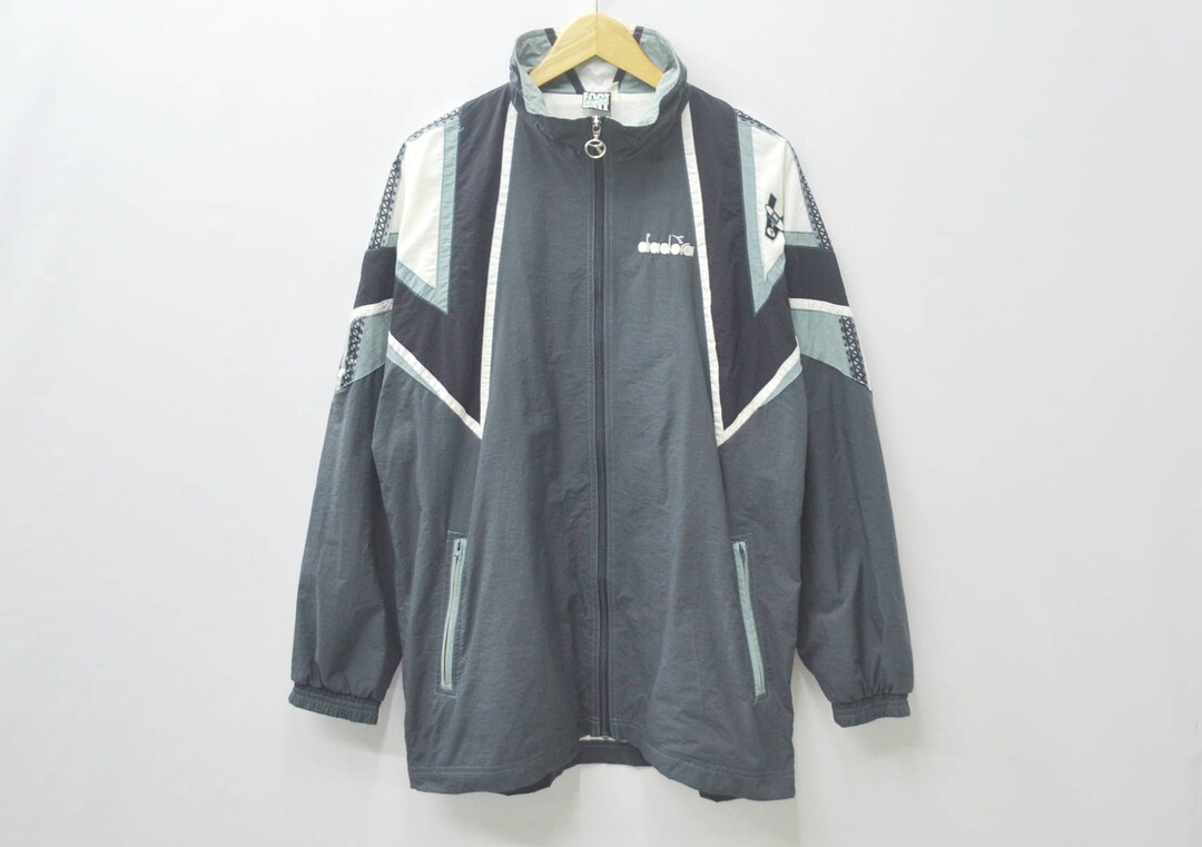 Diadora Jacket Vintage Diadora Windbreaker 90s Diadora Taped Logo Color ...