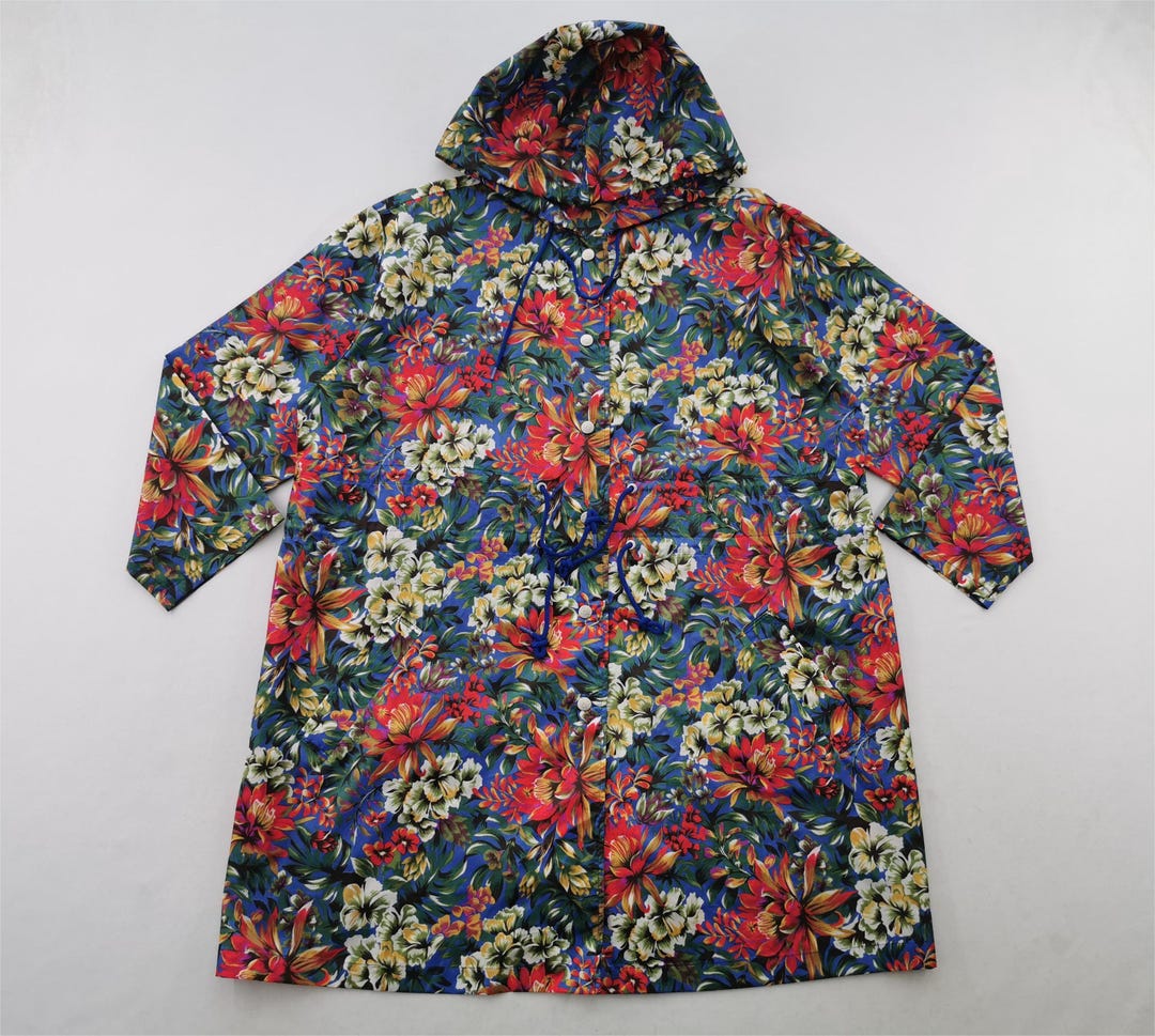 Fiorucci Jacket Vintage 90's Fiorucci Floral Nylon Long Windbreaker ...