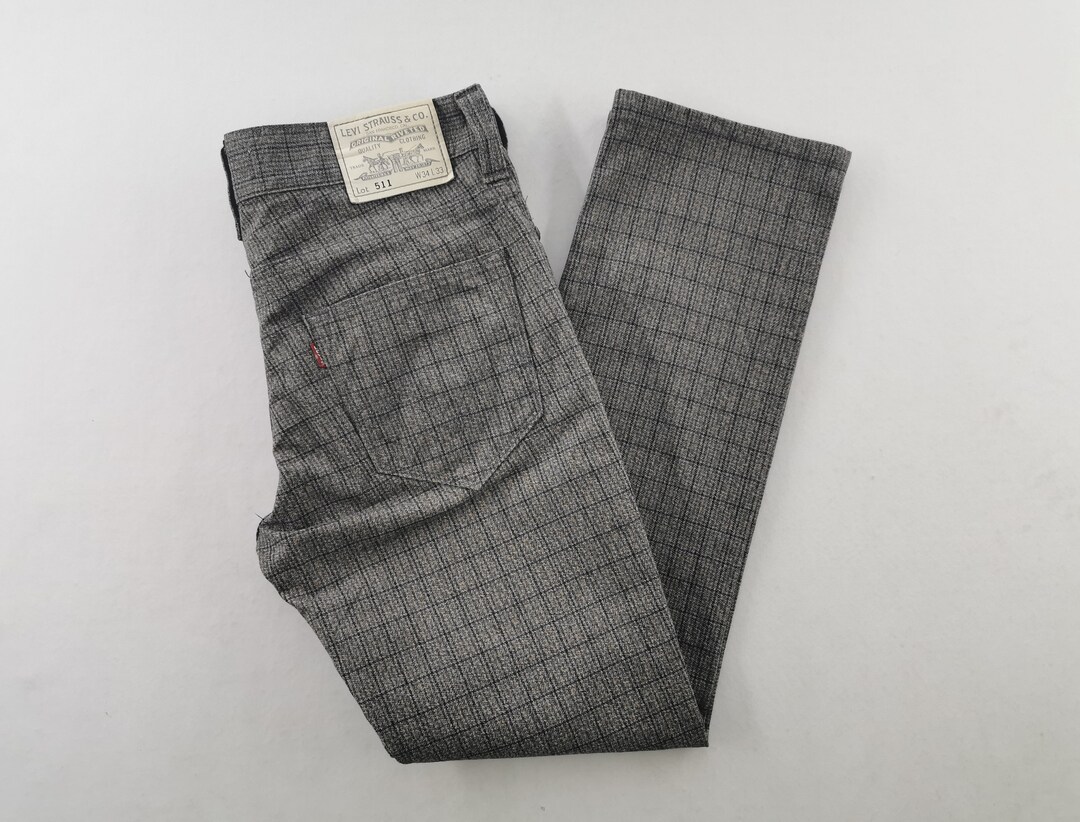 Levis Jeans Vintage Levis Lot 511 Plaid Check Denim Jeans Pants Size 35 ...