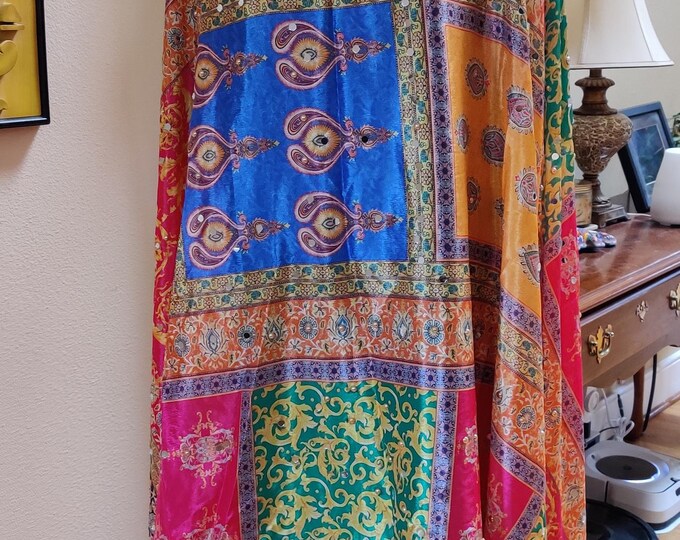 Colorful Silk Dupatta With Real Mirrors: Geometric Pattern - Etsy