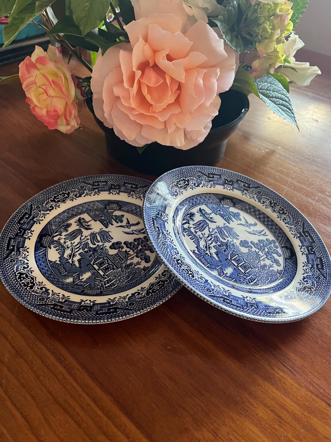 Vintage Churchill Blue Willow Sheraton Pattern Bread Plate Made England ...
