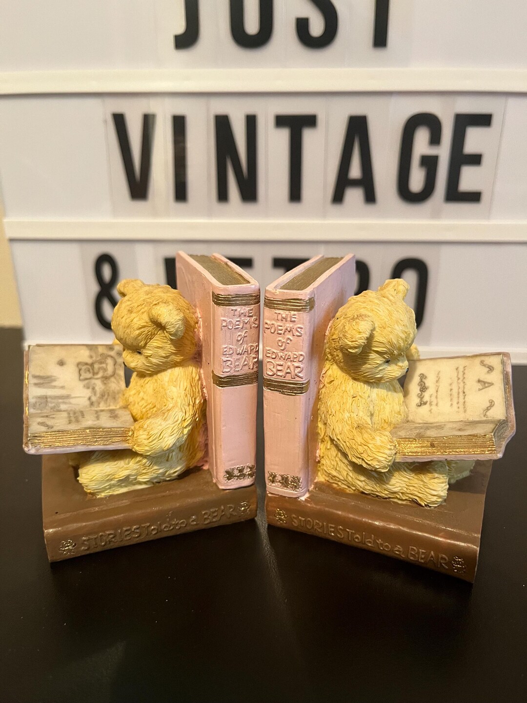 Vintage Teddy Bear Bookends – "the Poems of Edward Bear" – Adorable ...