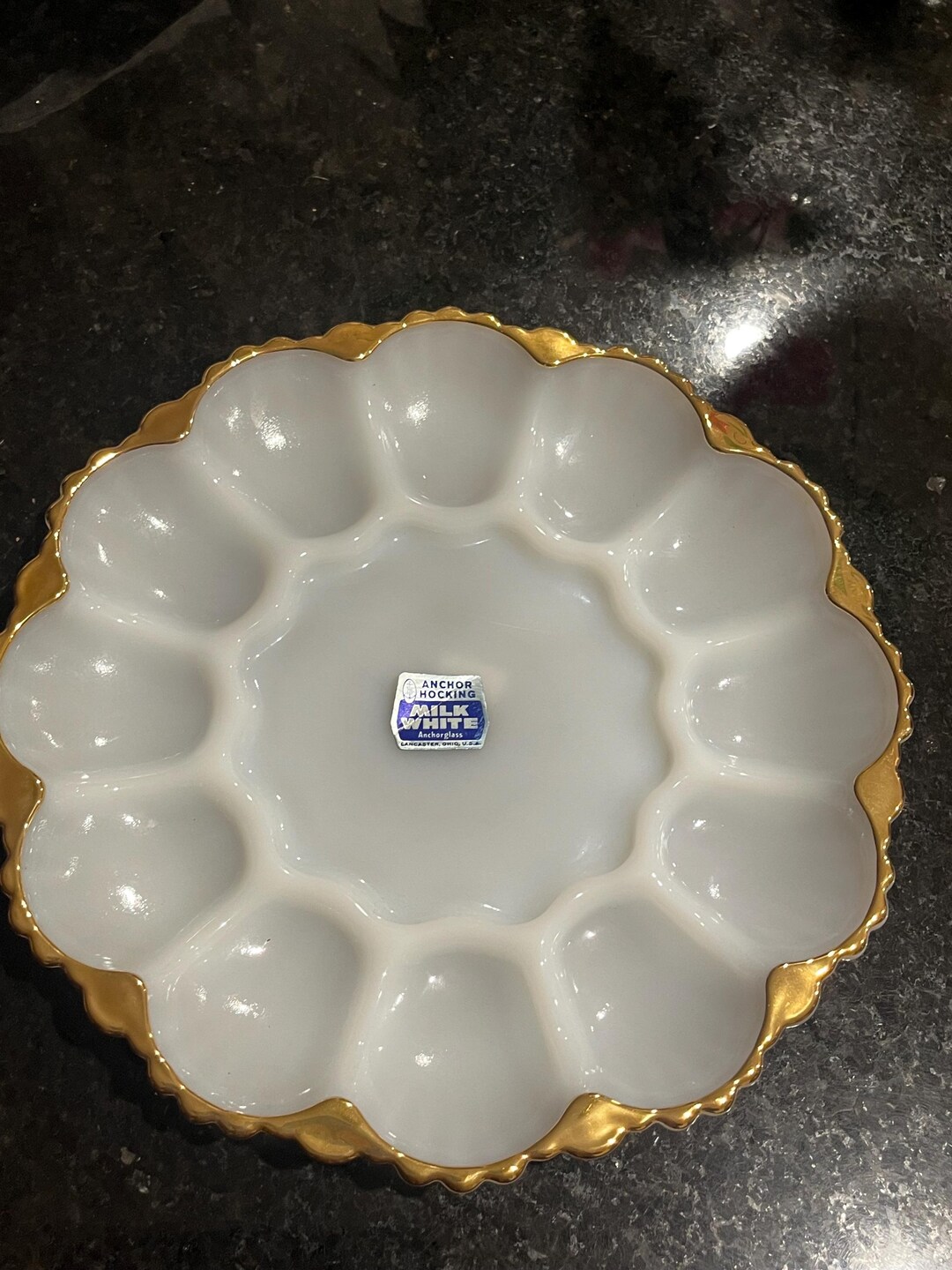 Vintage Anchor Hocking Fire King Milk Glass Deviled Egg Plate – 12 Eggs ...