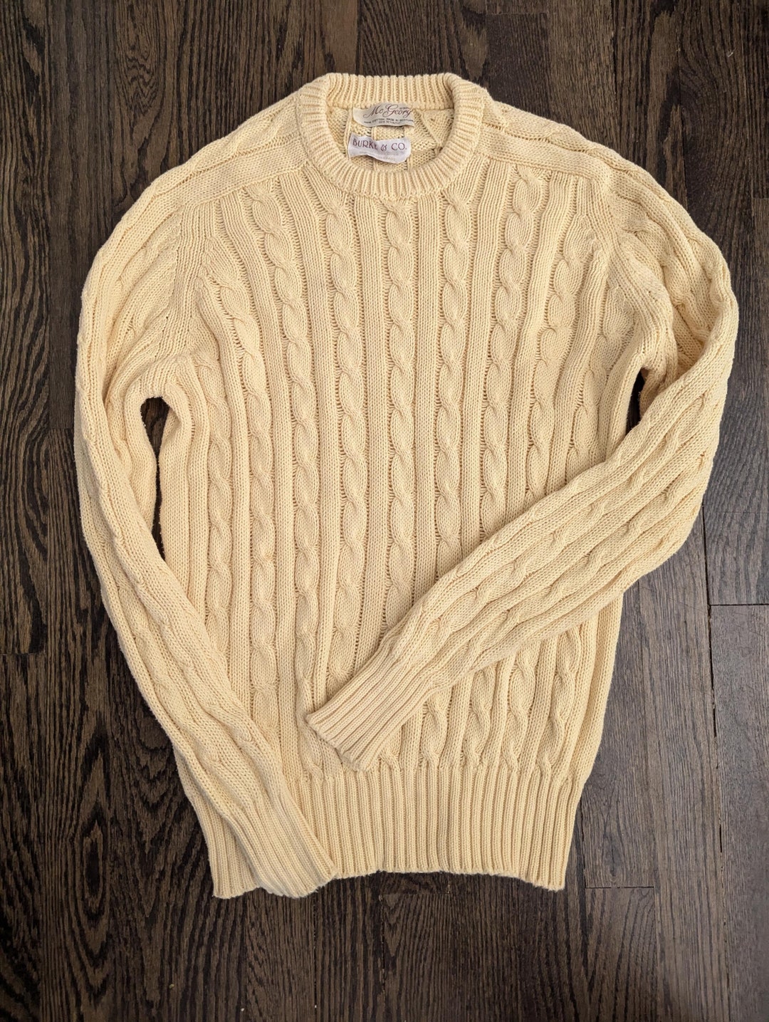 Mcgeorge of Dumfries Made in Scotland Med Yellow Cableknit Cotton Women ...