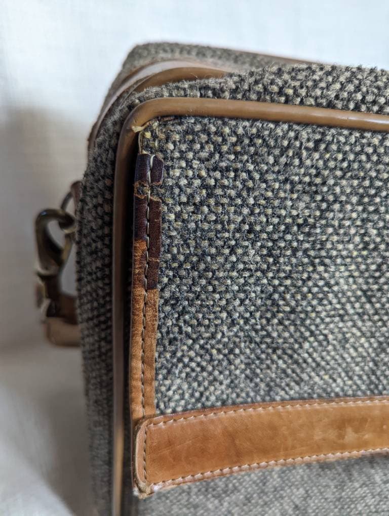 Vintage Hartmann Luggage Tweed Leather Briefcase Suitcase Soft Shoulder ...