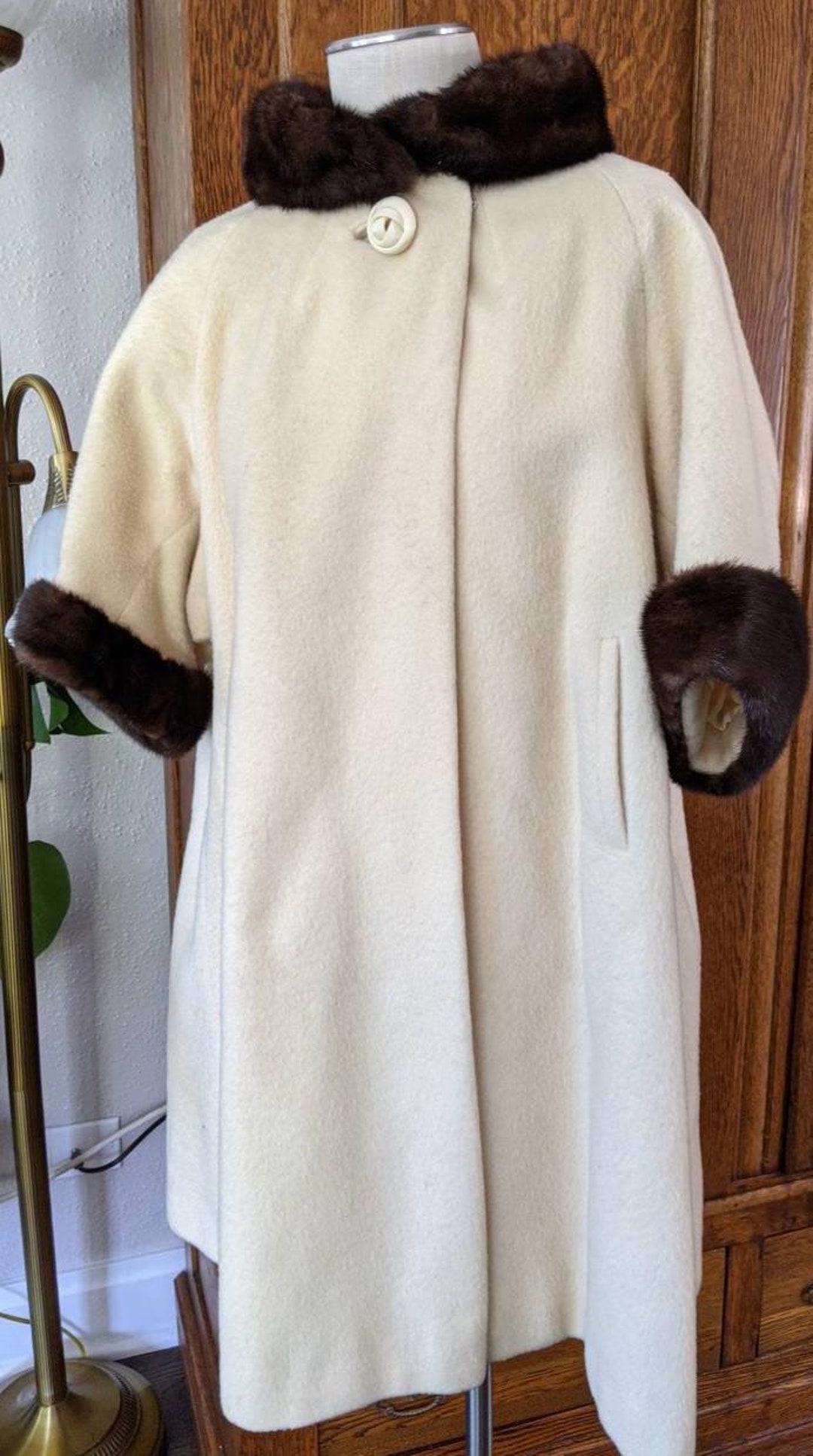 1960's Forstmann Neusteters Wool Coat With Mink Collar Cuffs Mid ...